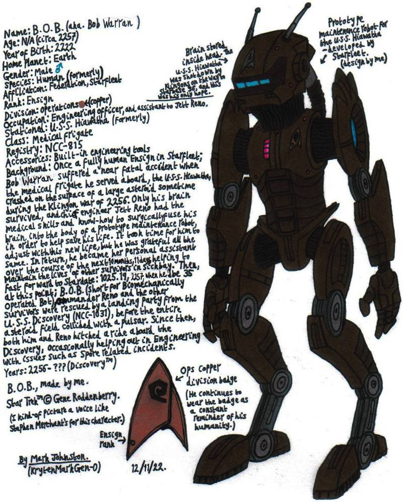 B.O.B. (Star Trek OC) by KrytenMarkGen-0 on DeviantArt B.O.B. (Star Trek OC) by KrytenMarkGen-0 on DeviantArt