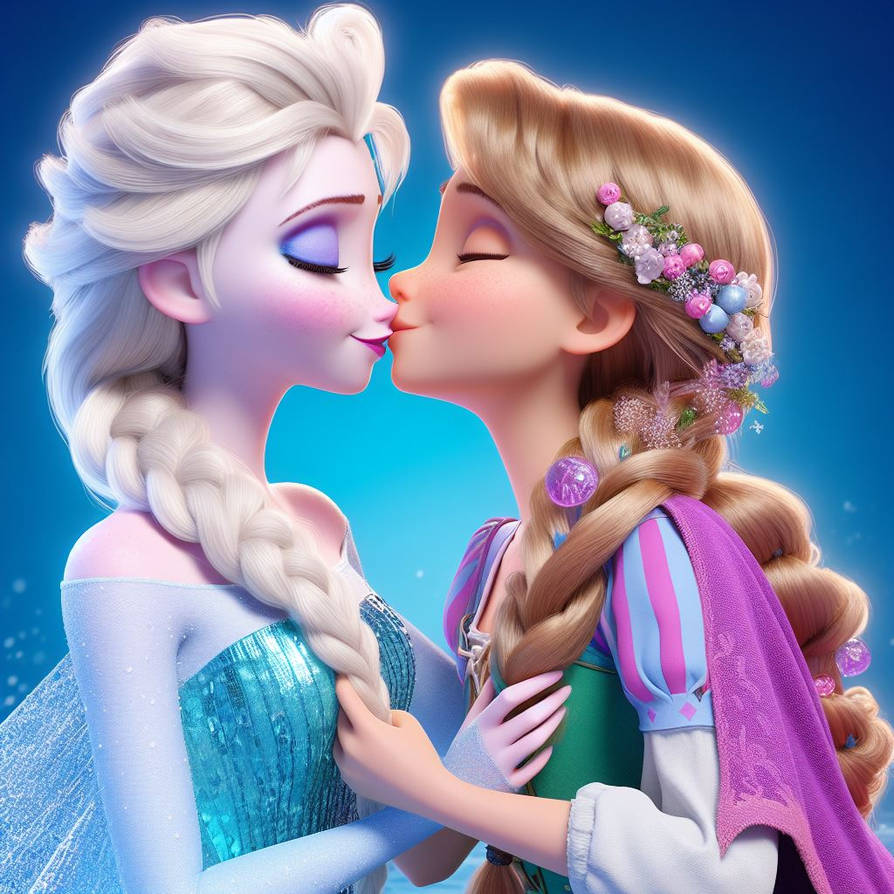 Elsa And Rapunzel Kissing 2 By Aliengrey1 On Deviantart