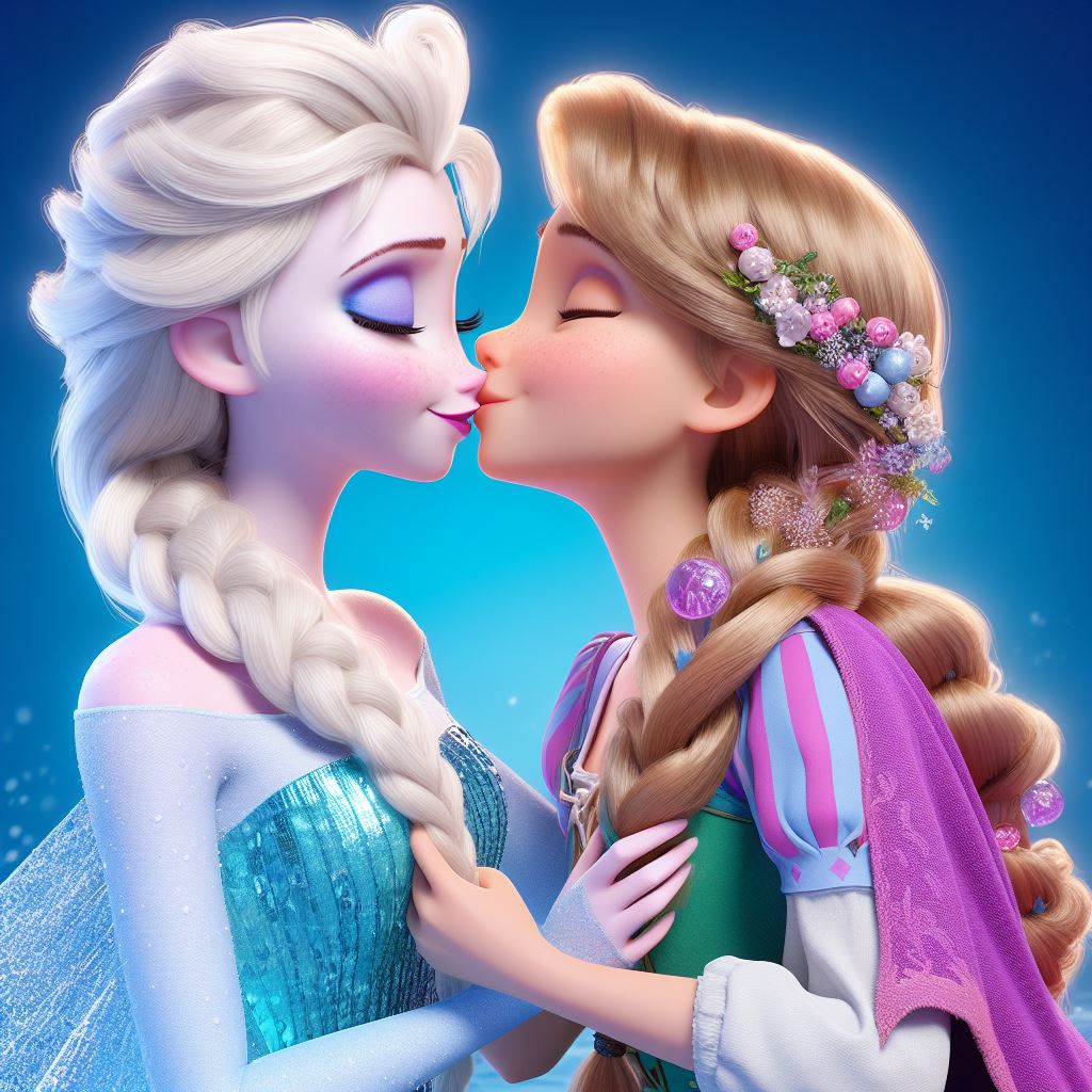Elsa And Rapunzel Kissing 2 By Aliengrey1 On Deviantart