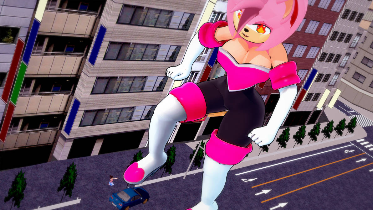 Giant Amy Rose Crushing A Car 1 ~ Request By Limrogers On Deviantart