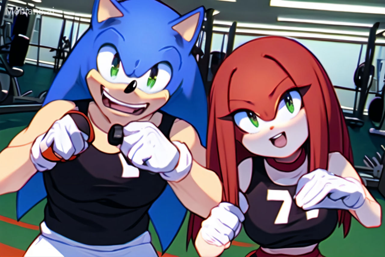 Sonic And Female Knuckles At The Gym By Wolfdruid92 On Deviantart