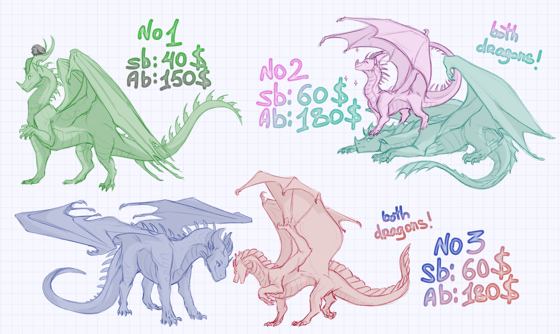 Closed Ych Auctions Dragons By Likis Raw On Deviantart