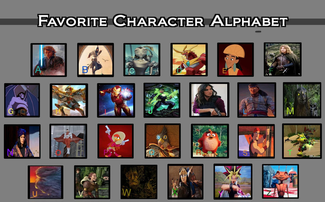 My Favorite Character Alphabet by Xanagui on DeviantArt My Favorite Character Alphabet by Xanagui on DeviantArt