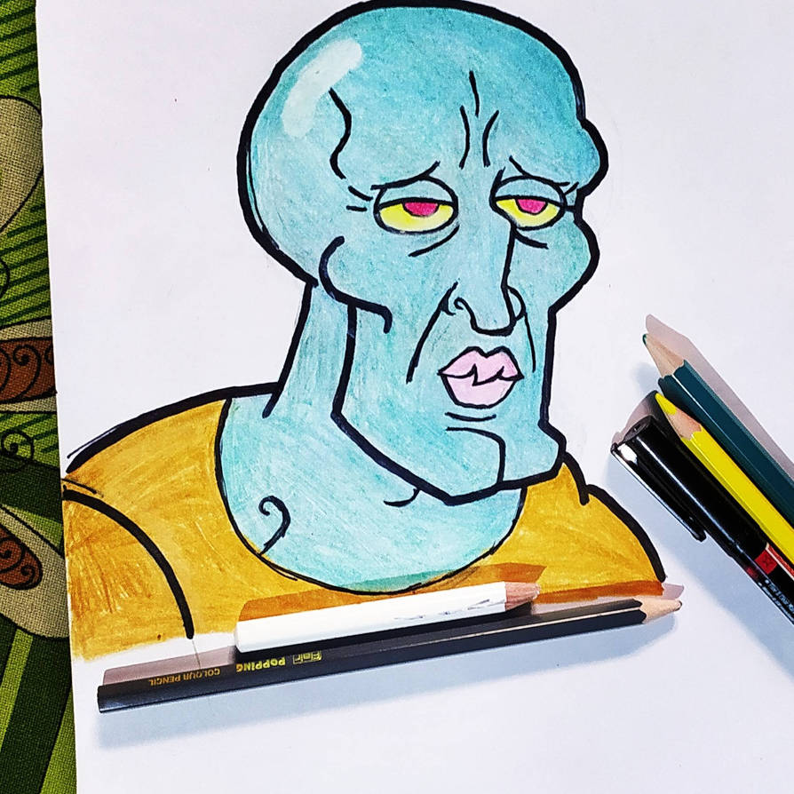 Spongebob Squidward Art Draw Gigachad Meme By Harshsketch On