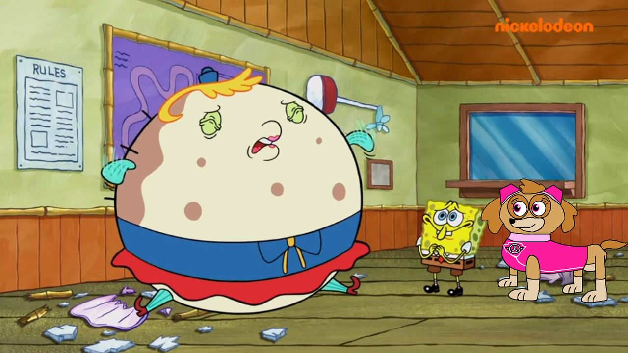 Skye And Spongebob At Balloon Mrs Puff By Lahmom2000 On Deviantart