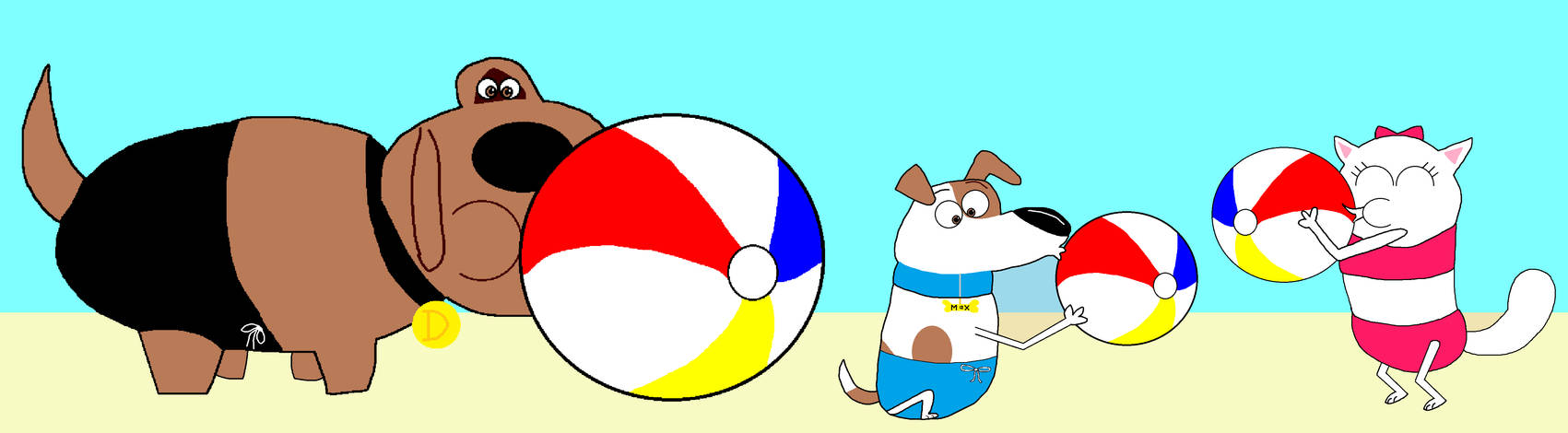 Duke Max And Gidget Blowing Beachballs By Lahmom2000 On Deviantart
