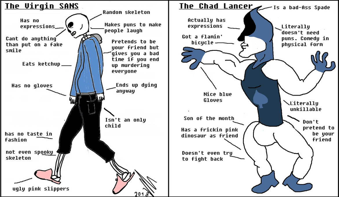 Virgin Sans VS Chad Lancer by MilesProwerArt on DeviantArt Virgin Sans VS Chad Lancer by MilesProwerArt on DeviantArt