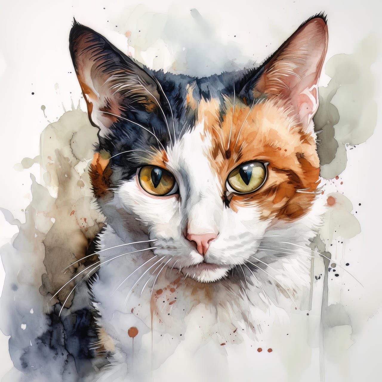 Calico Cat Portrait Watercolor Painting by Frank095 on DeviantArt Calico Cat Portrait Watercolor Painting by Frank095 on DeviantArt