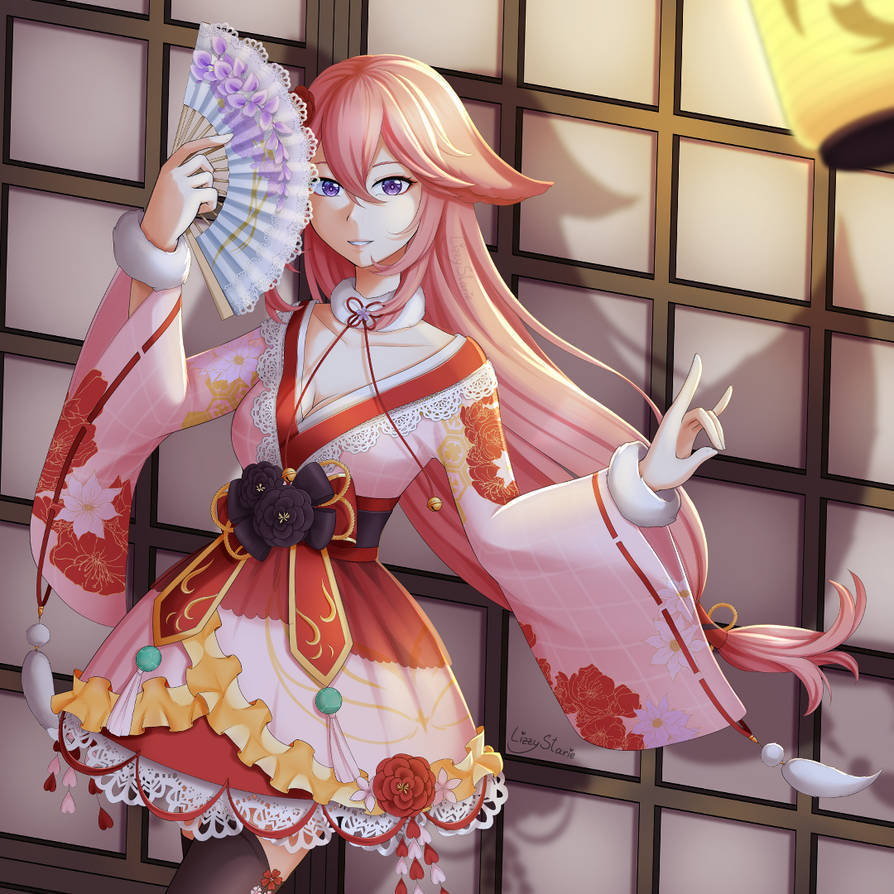 Yae Miko Flame Fox By Lizzystarie On Deviantart