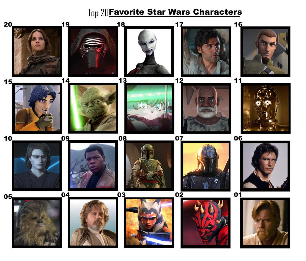 Top 20 Favorite Star Wars Characters By Flameknight219 On Deviantart