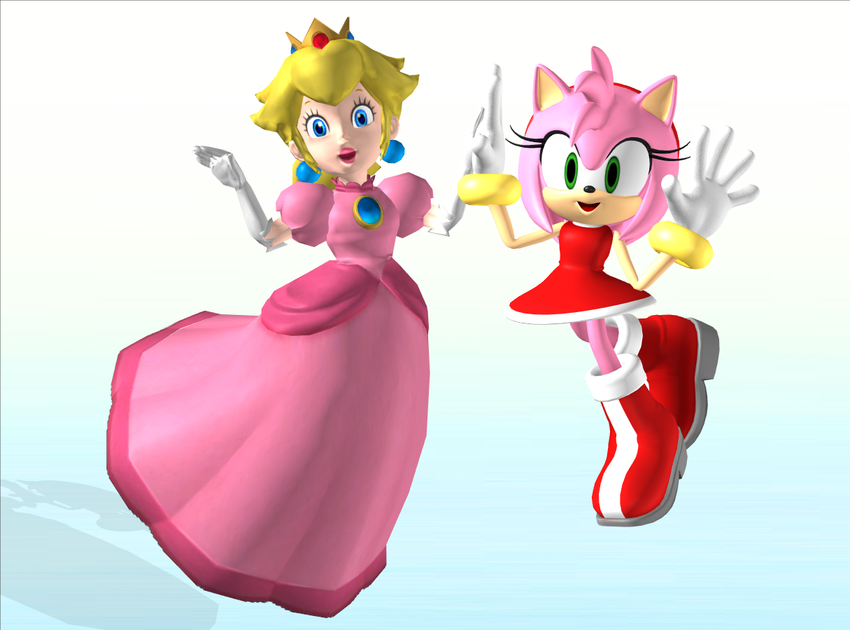 Princess Peach And Amy Rose Cheer Photo Op 1 By Mcelaire On Deviantart