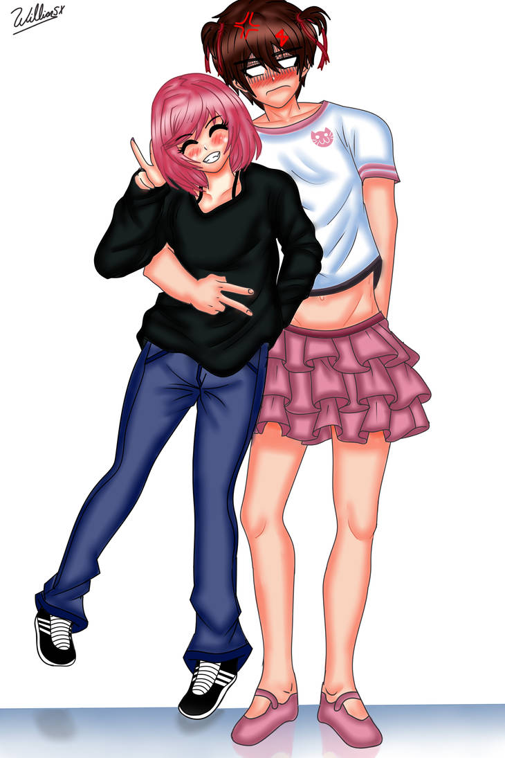 Ddlc Mc And Natsuki Outfit Swap Fanart By Willianxs On Deviantart