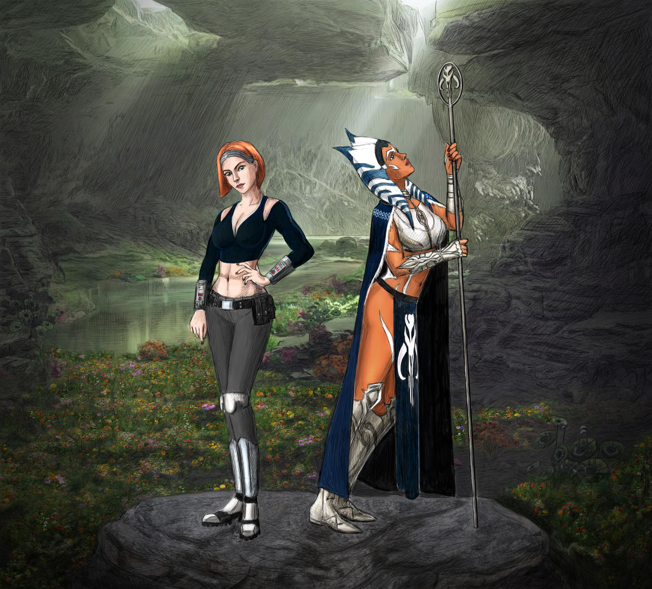 Bo Katan And Ahsoka In The Caves Of Mandalore By Beskarknight On Deviantart
