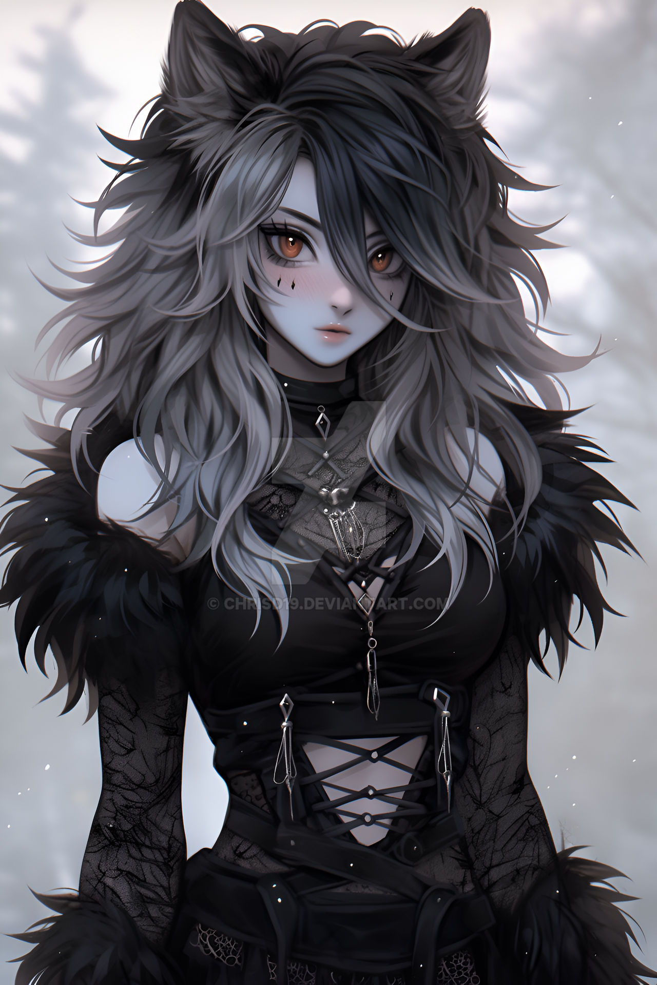 Goth Anime Wolf Girl Open By Chrisd19 On Deviantart