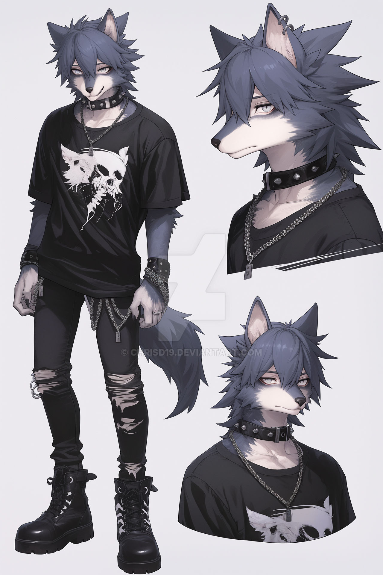 Goth Wolf Character Closed By Chrisd19 On Deviantart