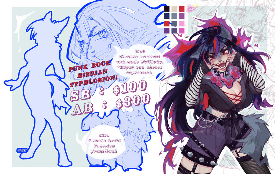 Punk Streamer Hisuian Typhlosion Adopt Open By Popstarfrufru On Deviantart