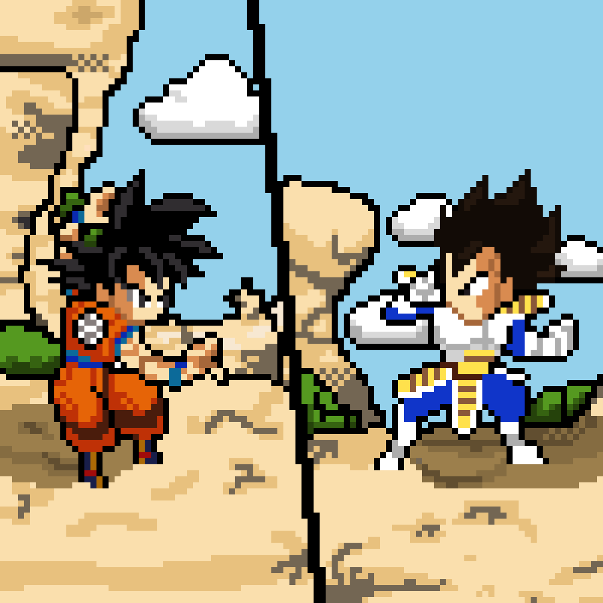 Goku Vs Vegeta Pixel Art By Luxiano24 On Deviantart
