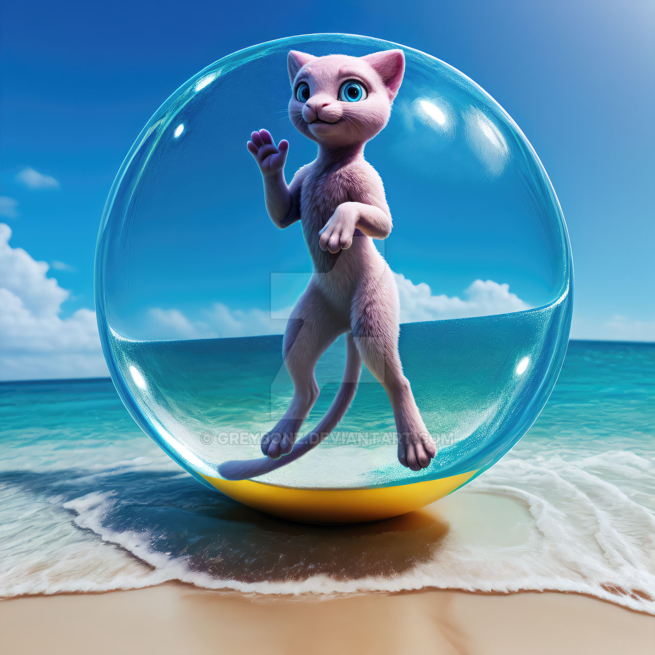 Mew In His Bubble Ai Image By Greybonz On Deviantart