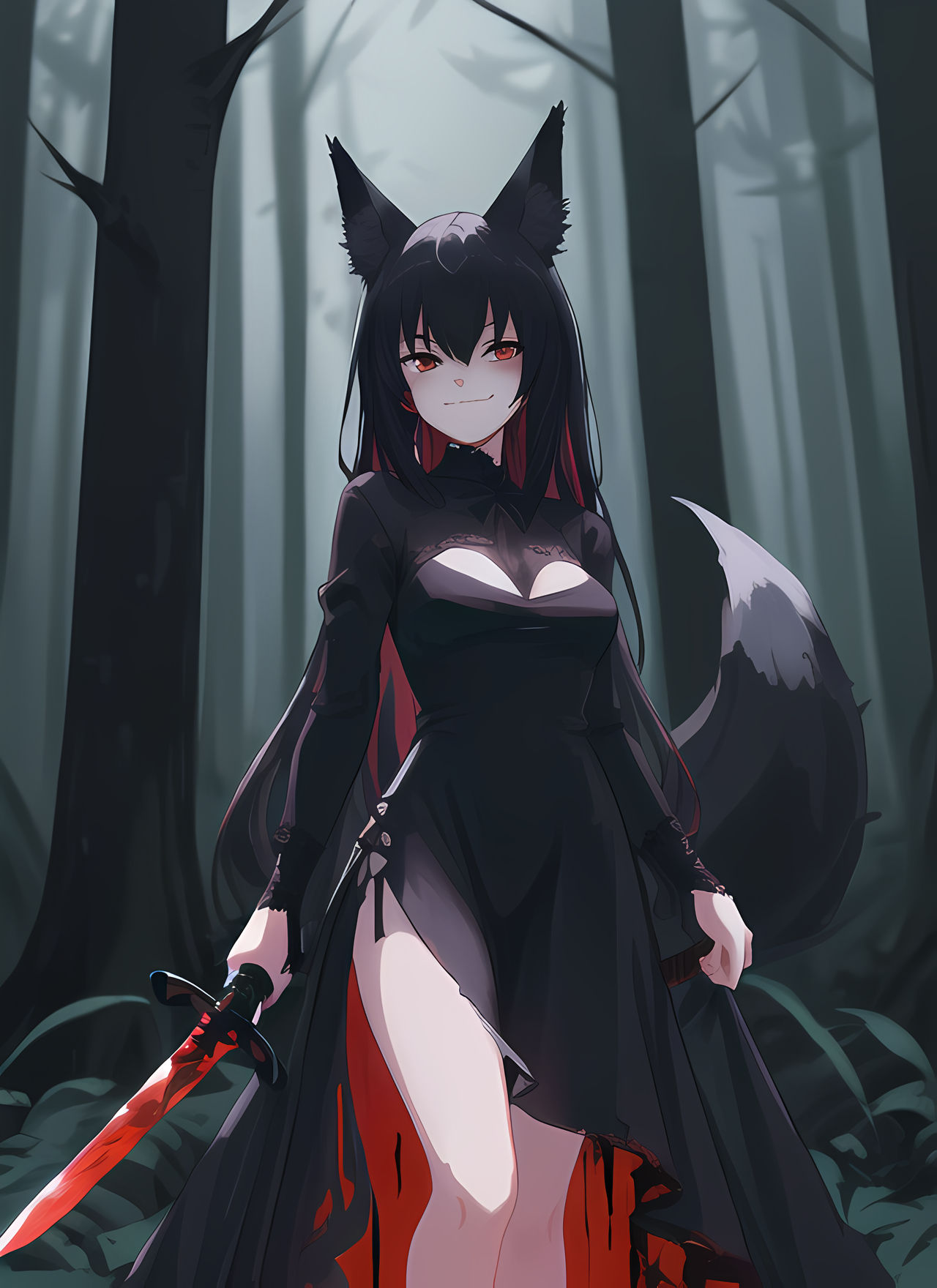 Fox Girl With A Sword In Forest By Imzigs On Deviantart