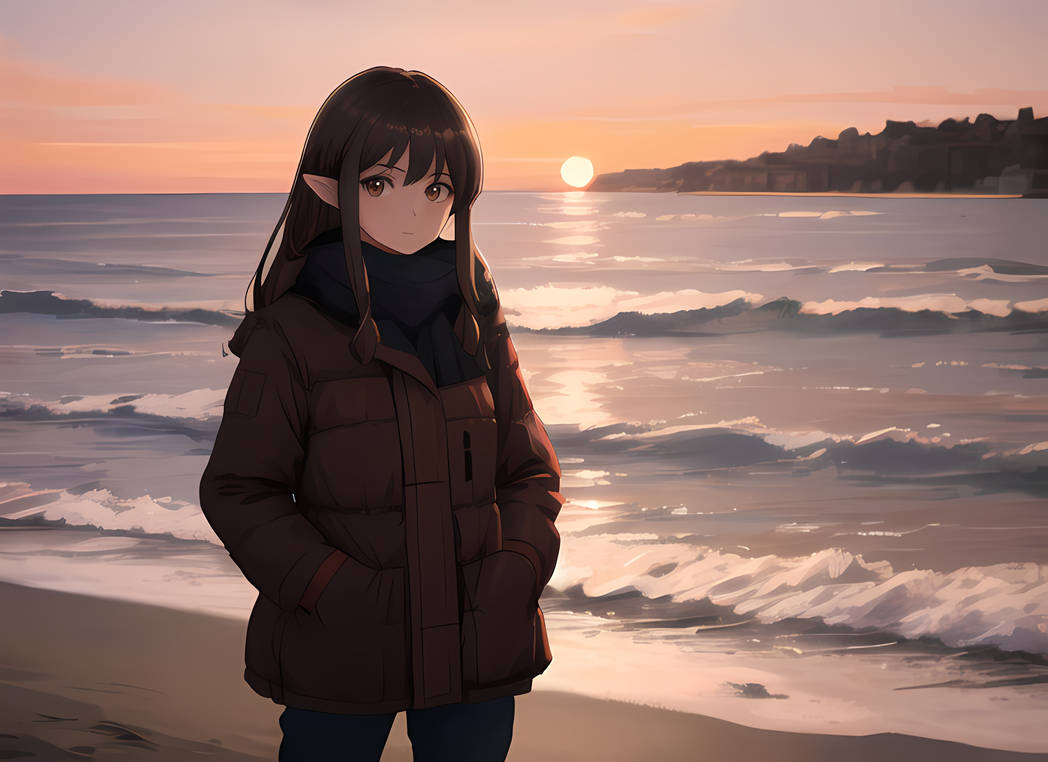 Elf Girl On Winter Seashore By Imzigs On Deviantart