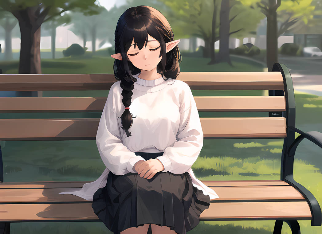 Elf Girl Dozed Off In The Park By Imzigs On Deviantart