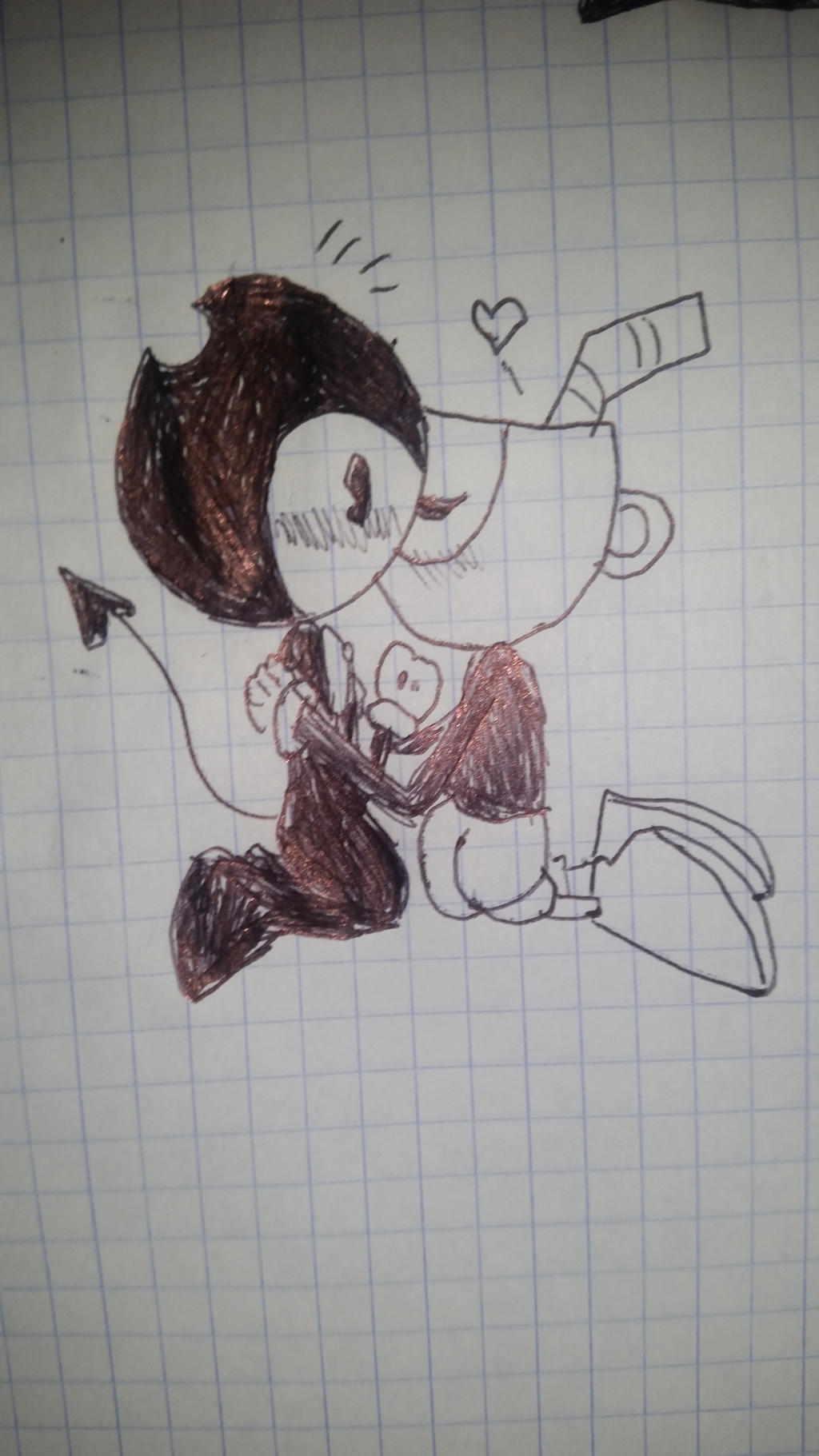 Bendyxcuphead Doodle First Kiss By Sonicspyronights Fan On Deviantart