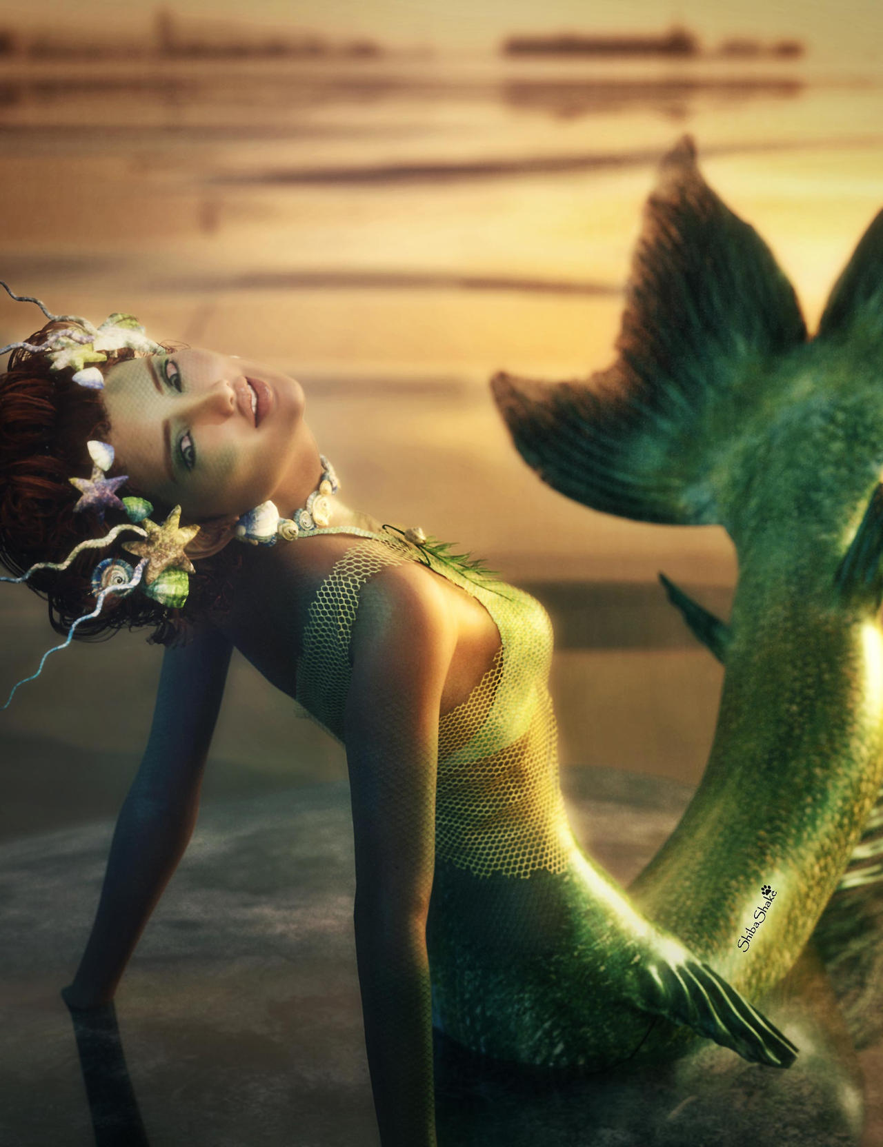 Fantasy Mermaid Girl Pin Up Woman 3d Art Iray By Shibashake On Deviantart