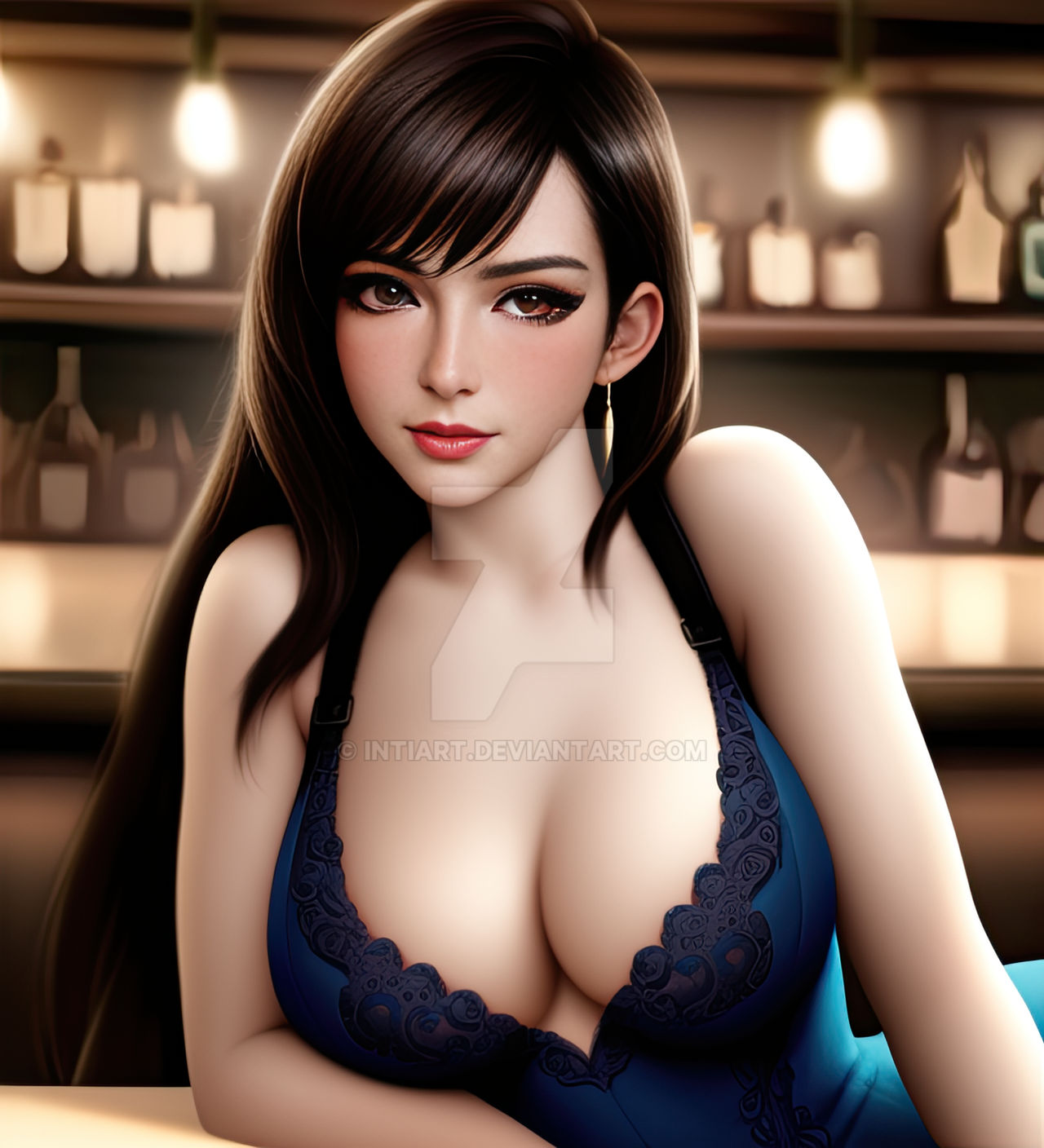 Busty Tifas Blue Dress By Intiart On Deviantart