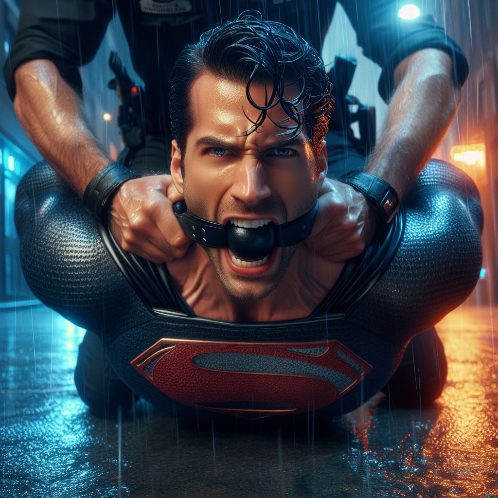 Tied Up Superman Is Ballgagged By A Cop By Cybertied On Deviantart