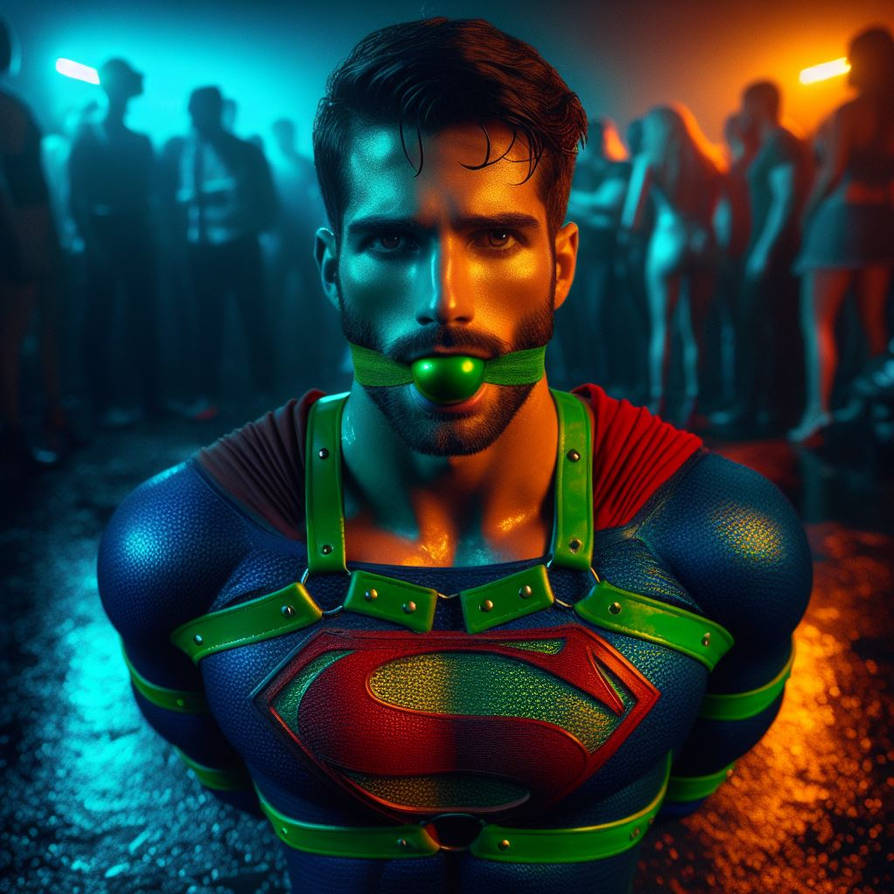 Superman In Kryptonite Bondage And Ballgagged By Cybertied On Deviantart