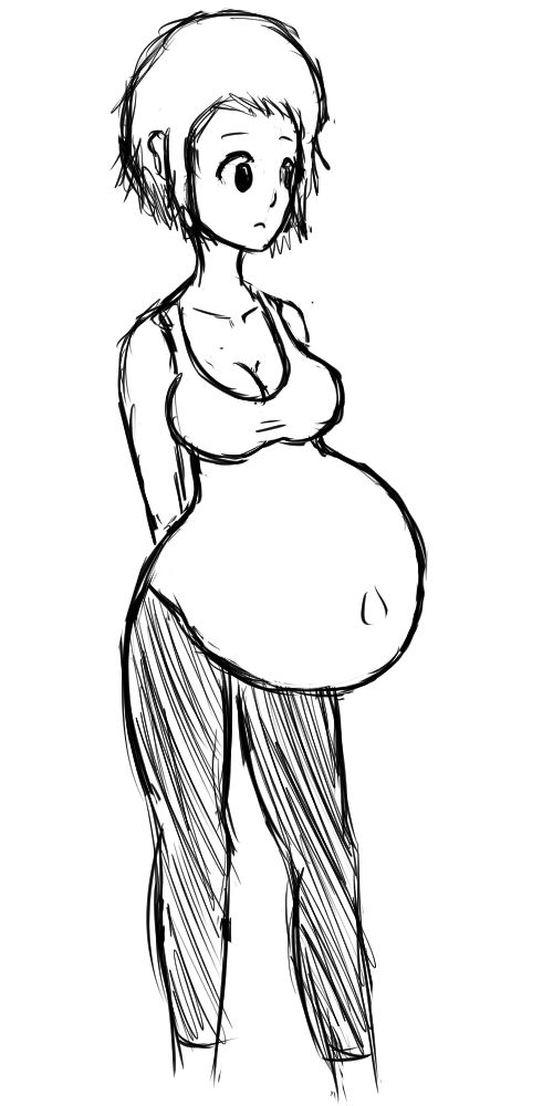 Pregnant Fuuka Bigger Belly Sketch By Bambeeboo On Deviantart