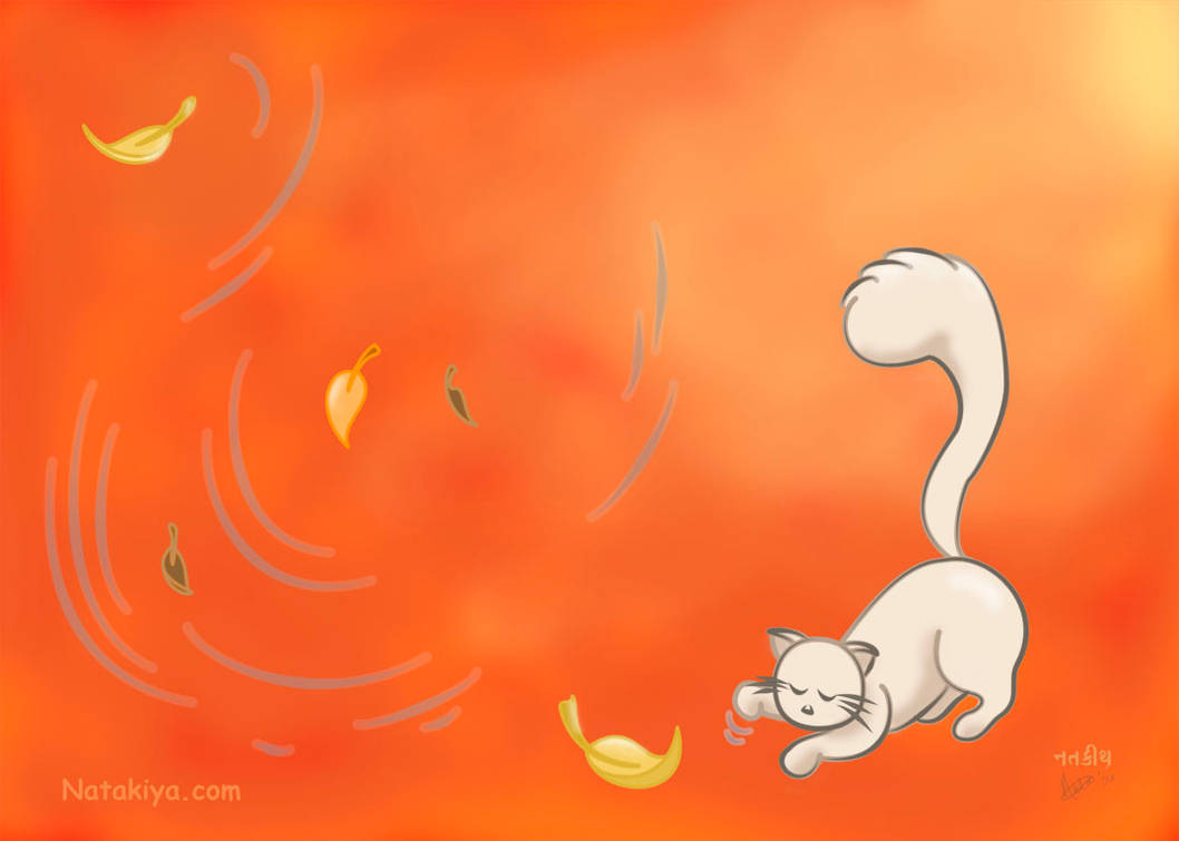 Kitty In Fall wallpaper by Natakiya on DeviantArt