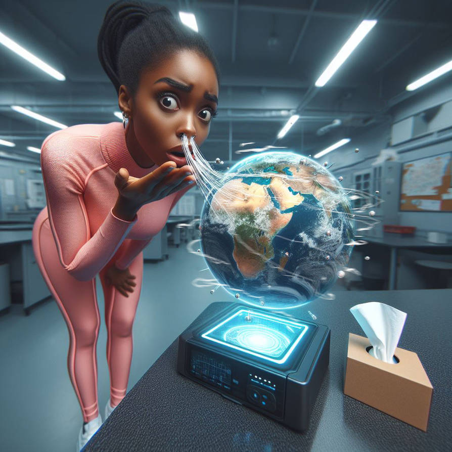 Futuristic Ebony Giantess Sneezes On The Earth By Sizemagic On Deviantart