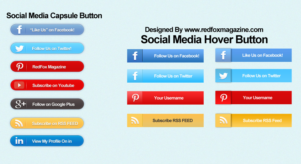 Social Media Buttons With Capsule And Hover PSD Fi by redfoxmag on ... Social Media Buttons With Capsule And Hover PSD Fi by redfoxmag on ...