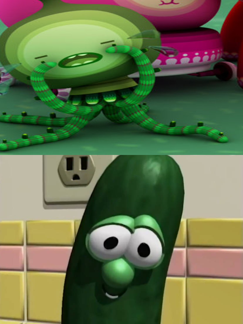 Larry The Cucumber Cheers Up Vihi By Wreny2001 On Deviantart