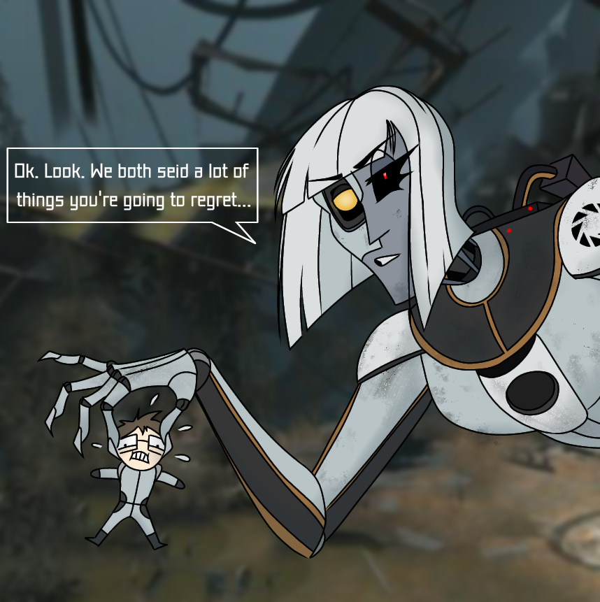 Humanoid Glados And Wheatley By Thicceagle On Deviantart