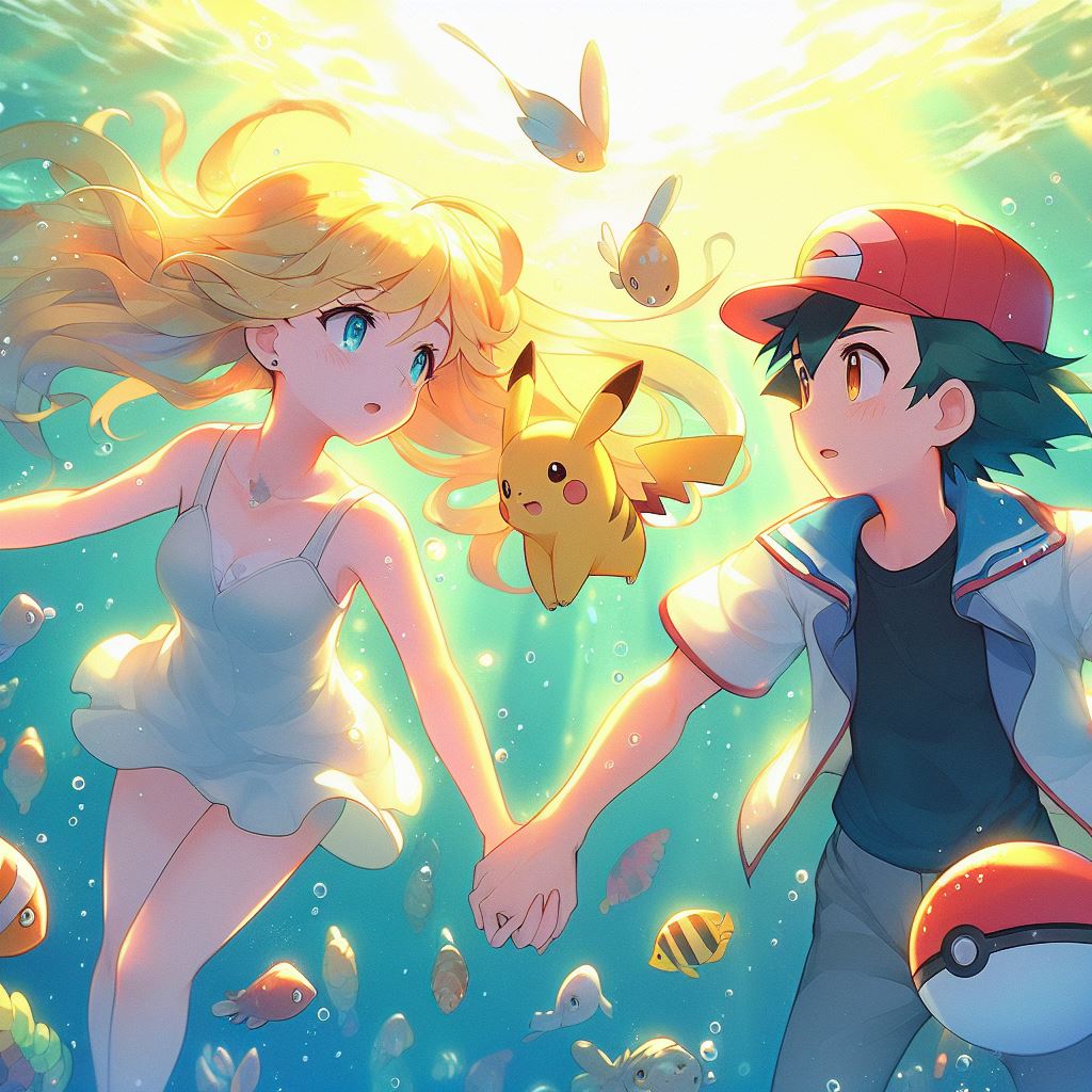 Ash X Serena Swimming Version By Amourshippingworld On Deviantart