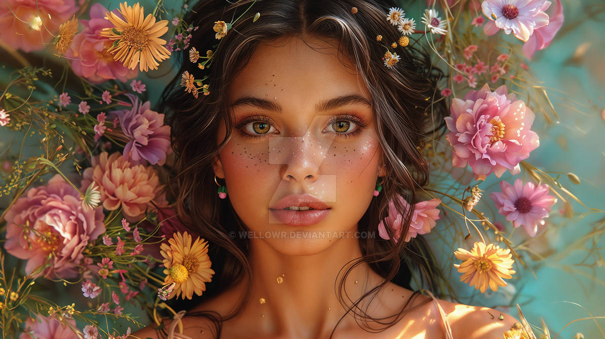 Flowery Portrait By Wellowr On Deviantart