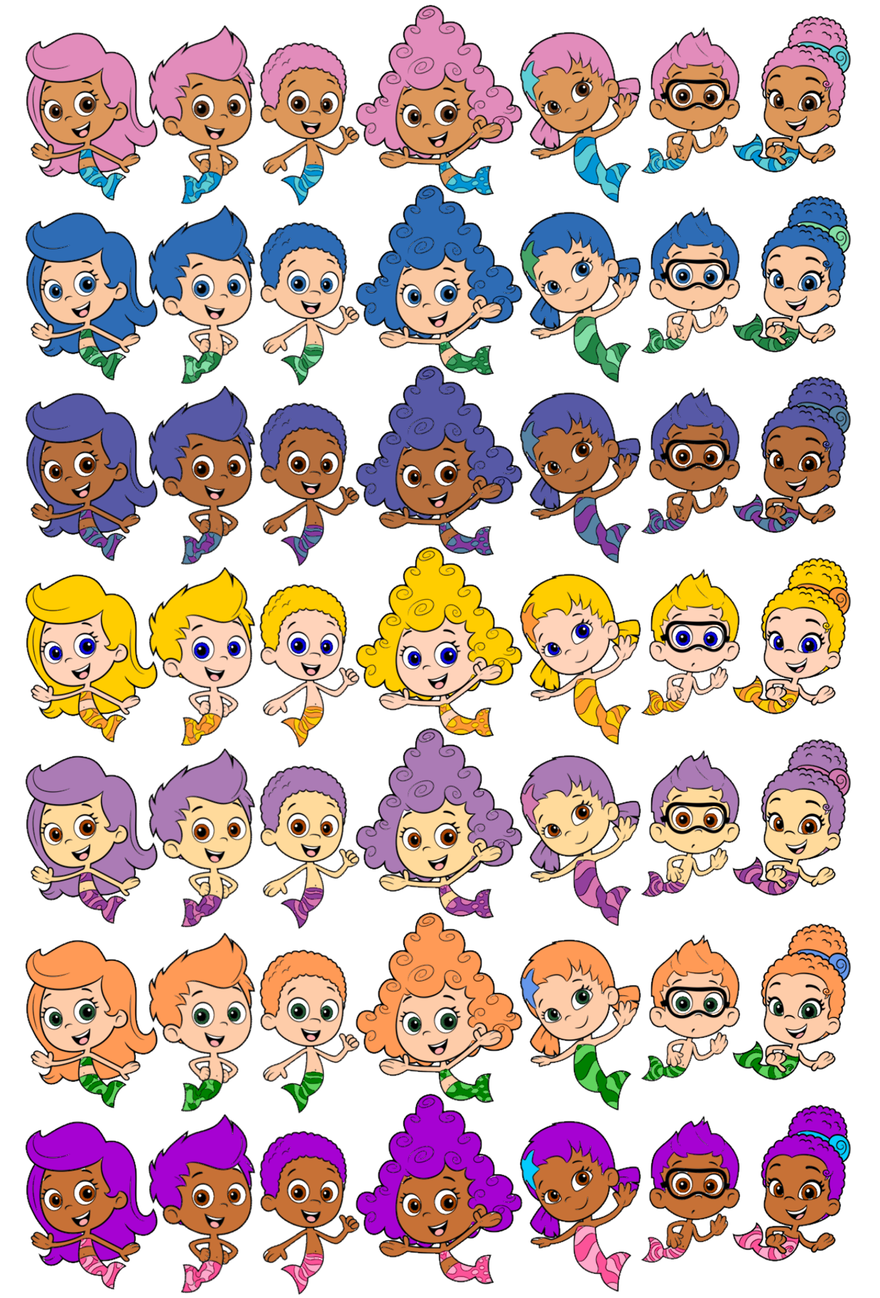 7 Bubble Guppies With 7 Color Swaps By Mixelsarecool On Deviantart