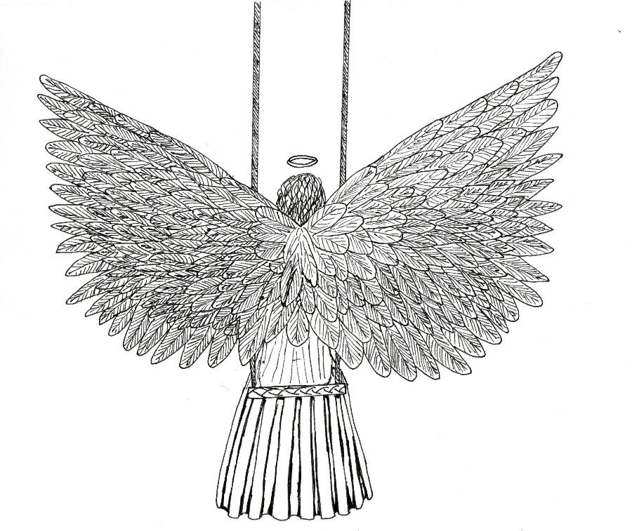 Angel on a Swing line art by carrotcakelover on DeviantArt