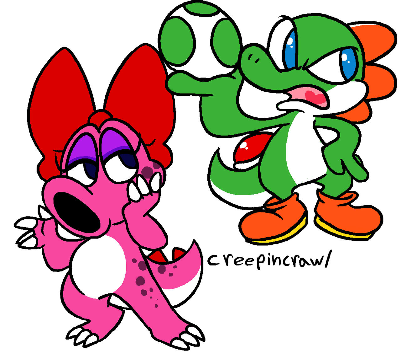 Birdo And Yoshi By Creepincrawlart On Deviantart