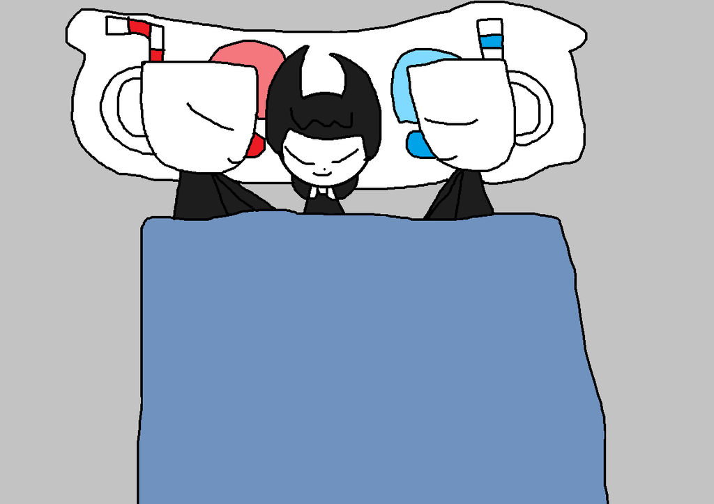 Cuphead Bendy And Mugman Sleeping By Inkedespeon On Deviantart