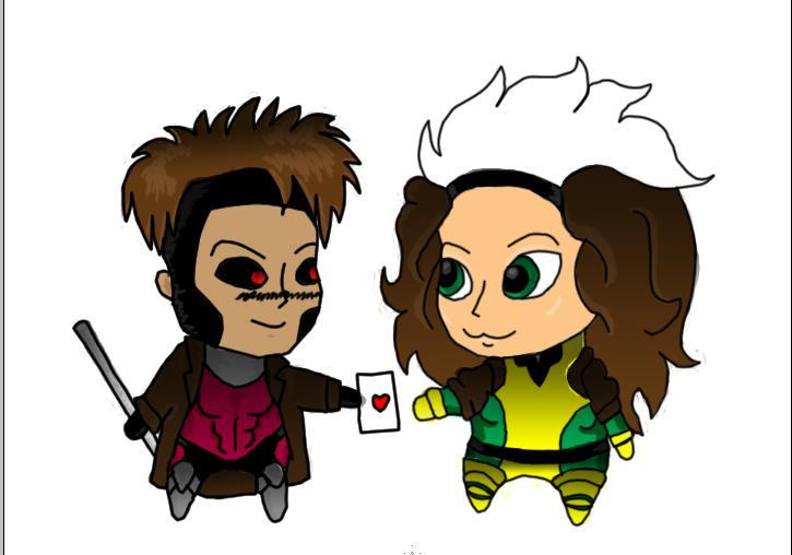 Chibi Rogue And Gambit Color By Rye95 On Deviantart