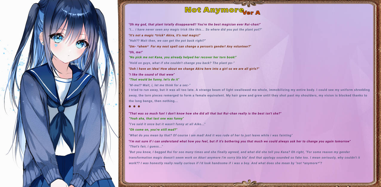 Not Anymore - Ver A - TG Caption (Repost) by AryuLlabyB on DeviantArt Not Anymore - Ver A - TG Caption (Repost) by AryuLlabyB on DeviantArt