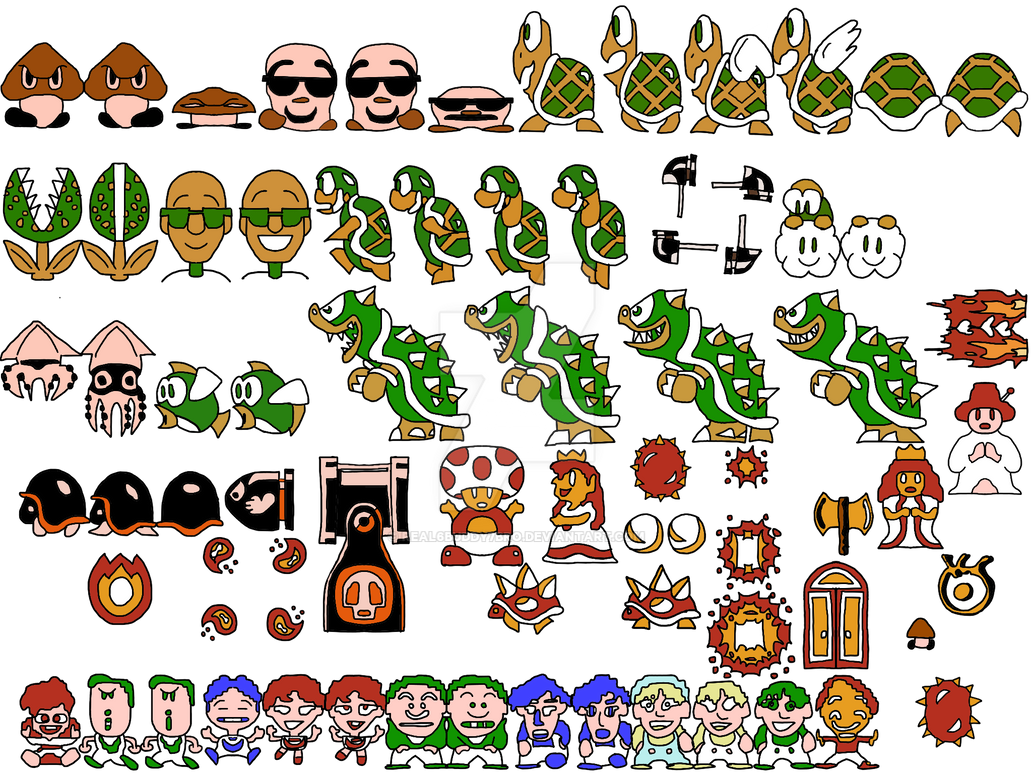 Super Mario Bros. Redrawn sprite sheet 1 by Real6Buddy7bro on DeviantArt Super Mario Bros. Redrawn sprite sheet 1 by Real6Buddy7bro on DeviantArt