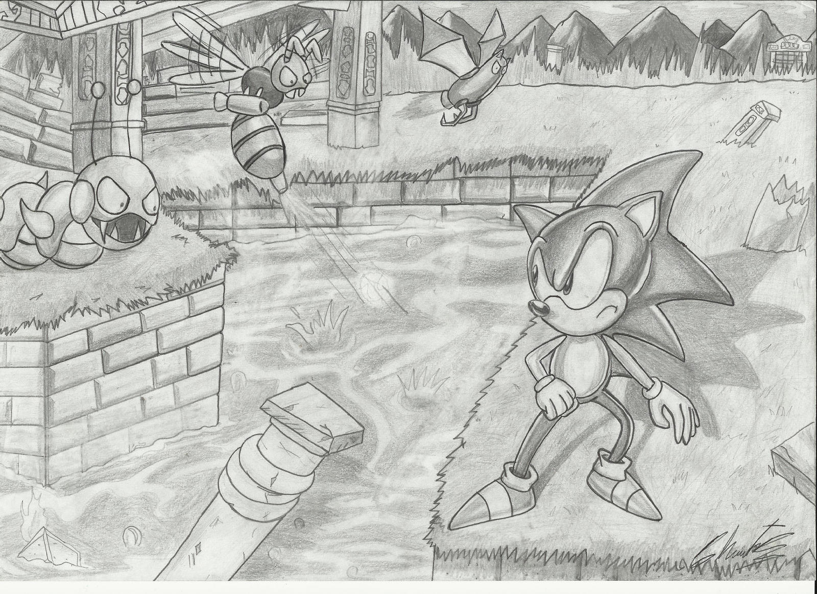 Sonic In Marble Zone By Krizart Da On Deviantart