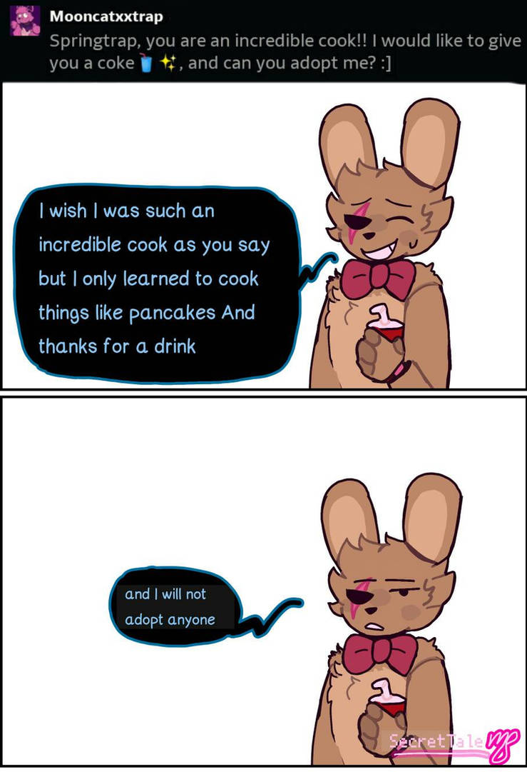 ask springtrap and deliah AU ask 5 by SecretTaleM8 on DeviantArt ask springtrap and deliah AU ask 5 by SecretTaleM8 on DeviantArt