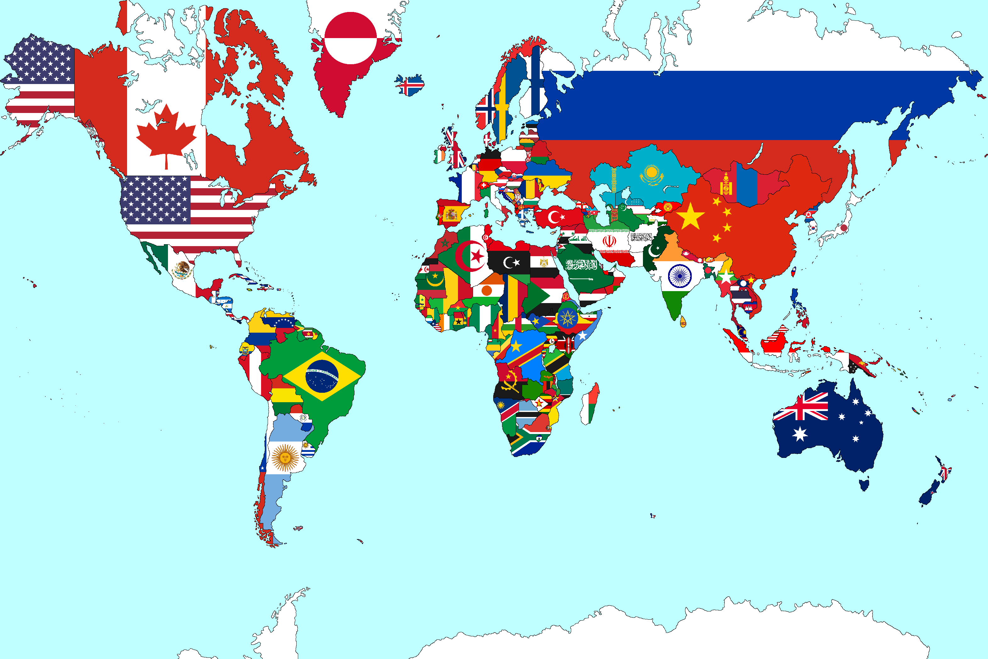 Flag Map Of The World With Microstate Antarctica By Canhduy2006 On