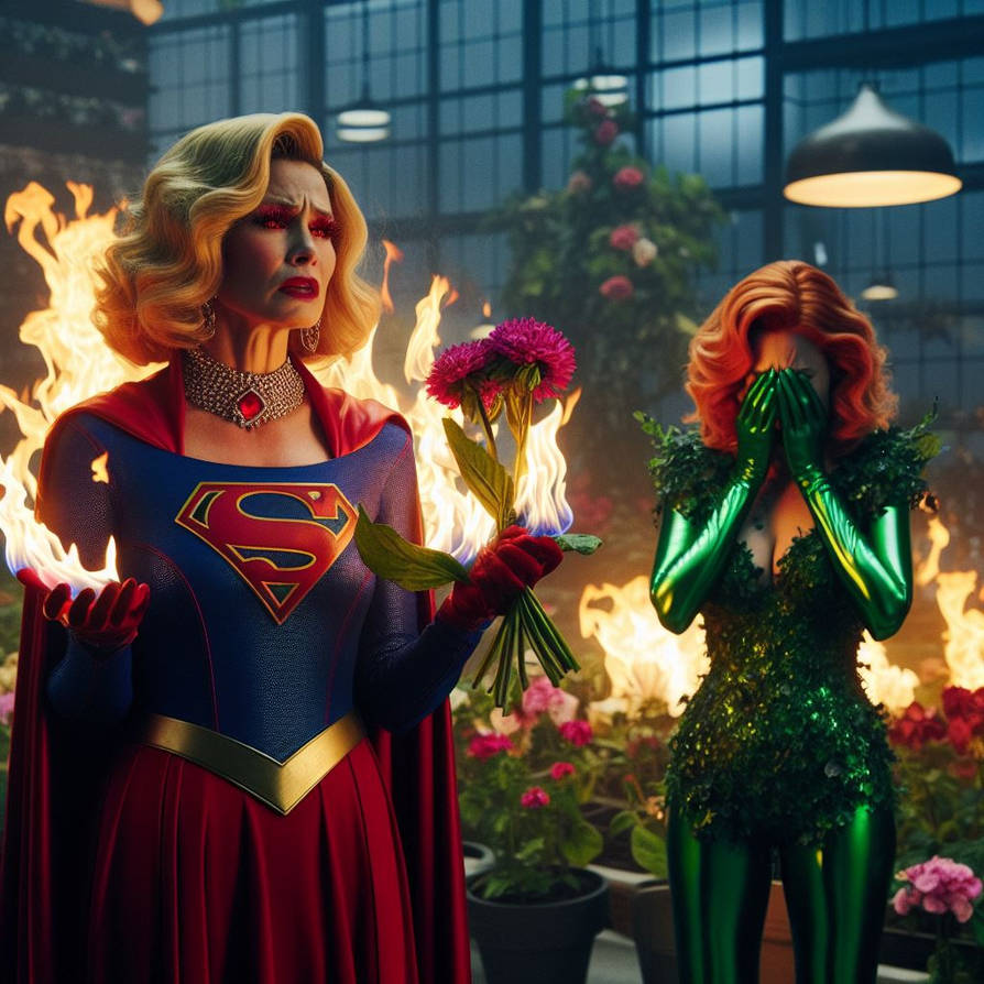 Bad Supergirl Burns The Poison Ivys Greenhouse By Gardenia76 On Deviantart