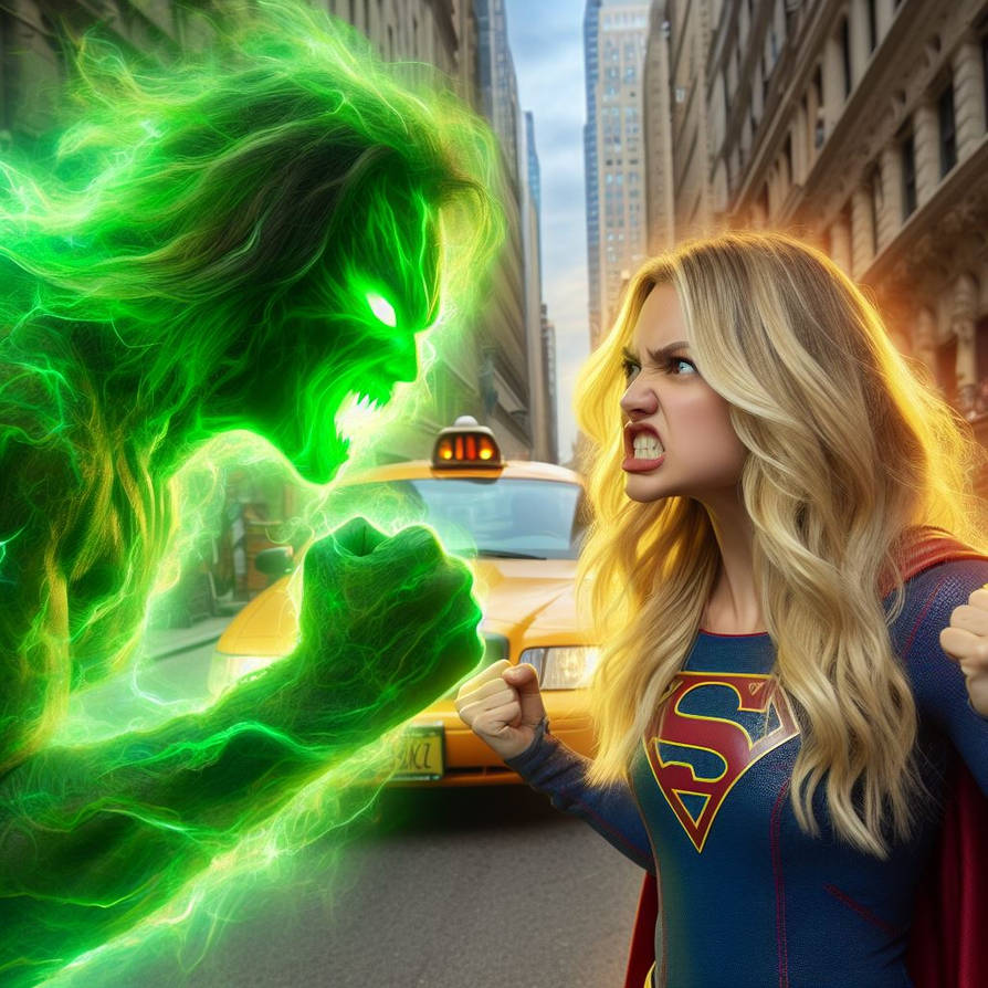 Supergirl Face To Face With Kryptonite Demon By Gardenia76 On Deviantart